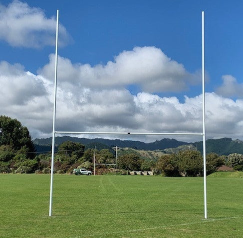 Aluminium Rugby Posts with Sleeve Base - 8m — Perennial Sport & Turf