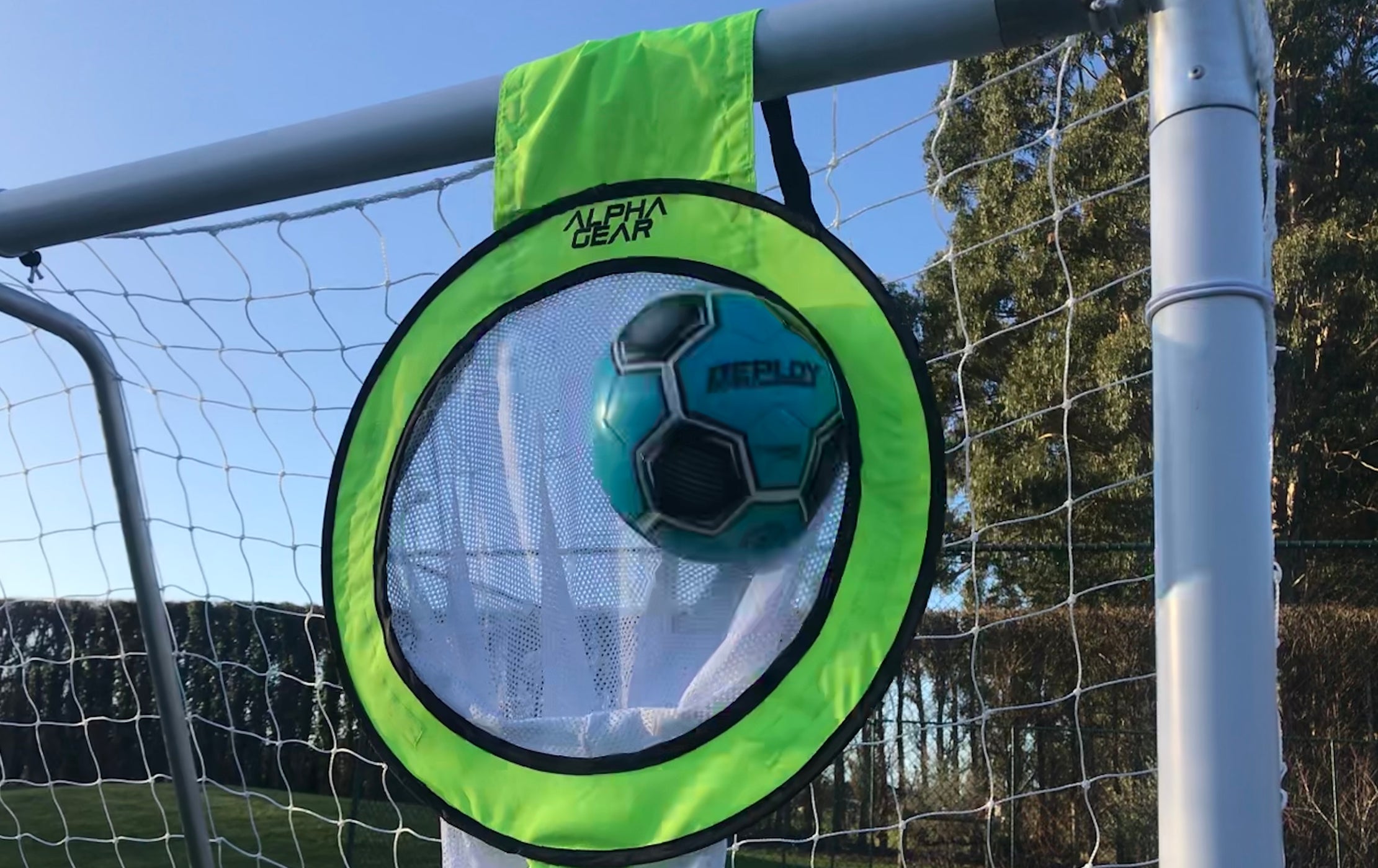 COMBO: Q-Fold Folding Goal (triangle shape) & Target Net / Top Bin Tar — Perennial Sport & Turf