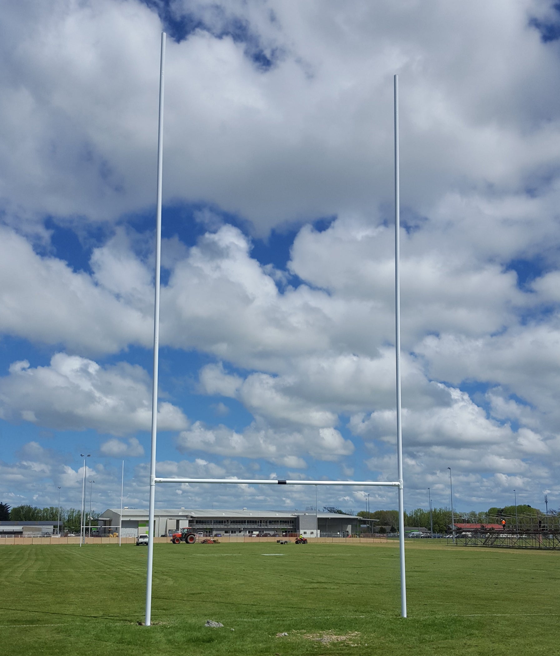 Aluminium Rugby Posts with Hinge Base - 10m — Perennial Sport & Turf